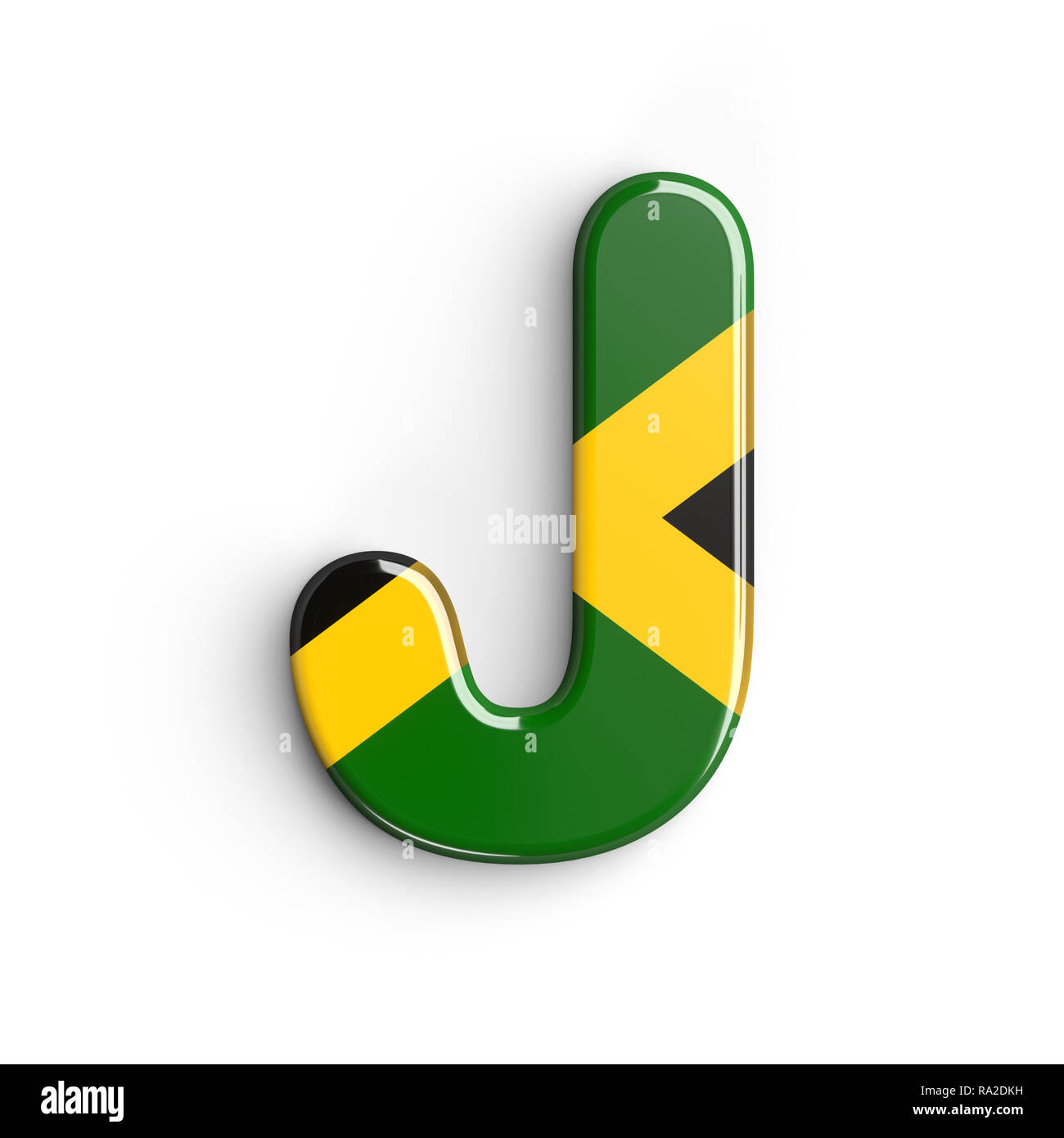 Jamaica letter J - large 3d Jamaican flag font isolated on white ...