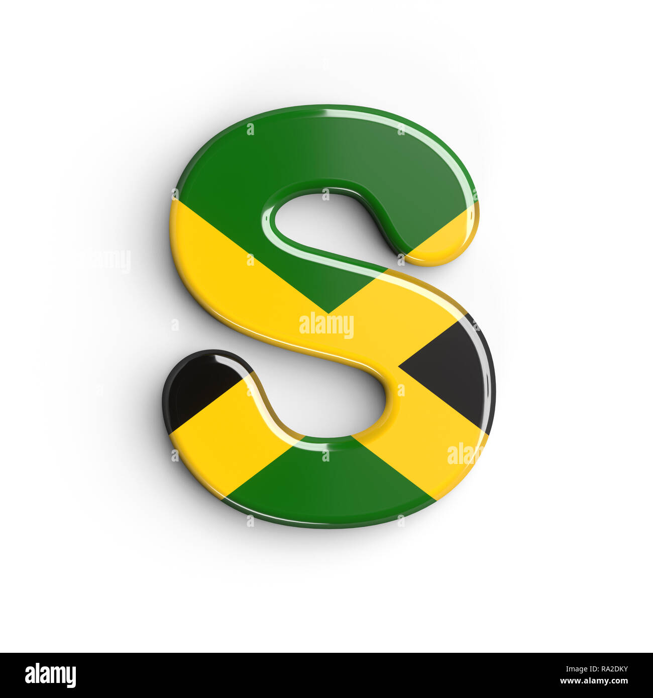 Jamaica letter S - Capital 3d Jamaican flag font isolated on white ...