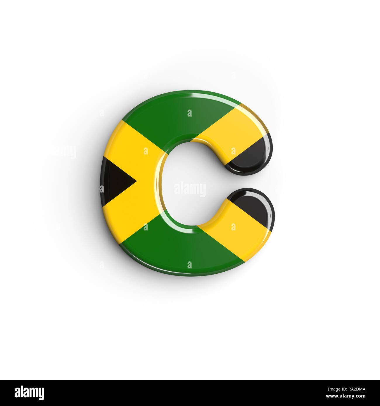 Jamaica letter C - Small 3d Jamaican flag font isolated on white ...