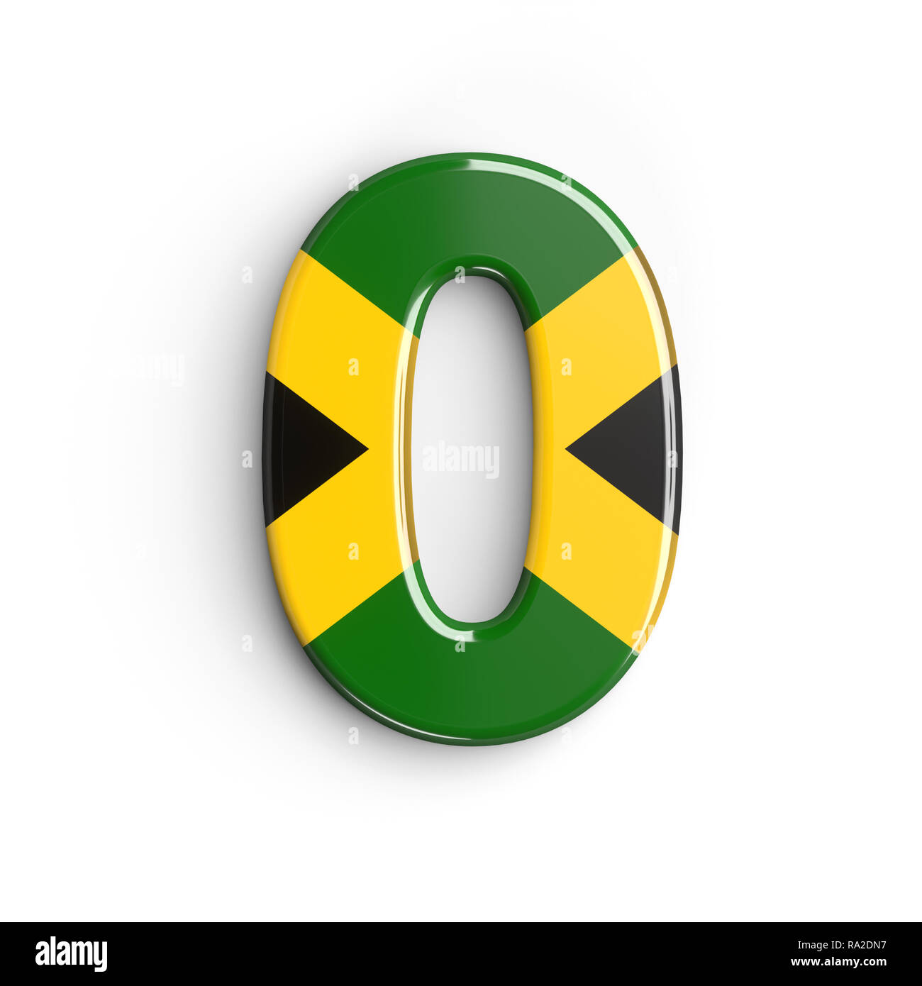 Jamaica number 0 - 3d Jamaican flag digit isolated on white background ...