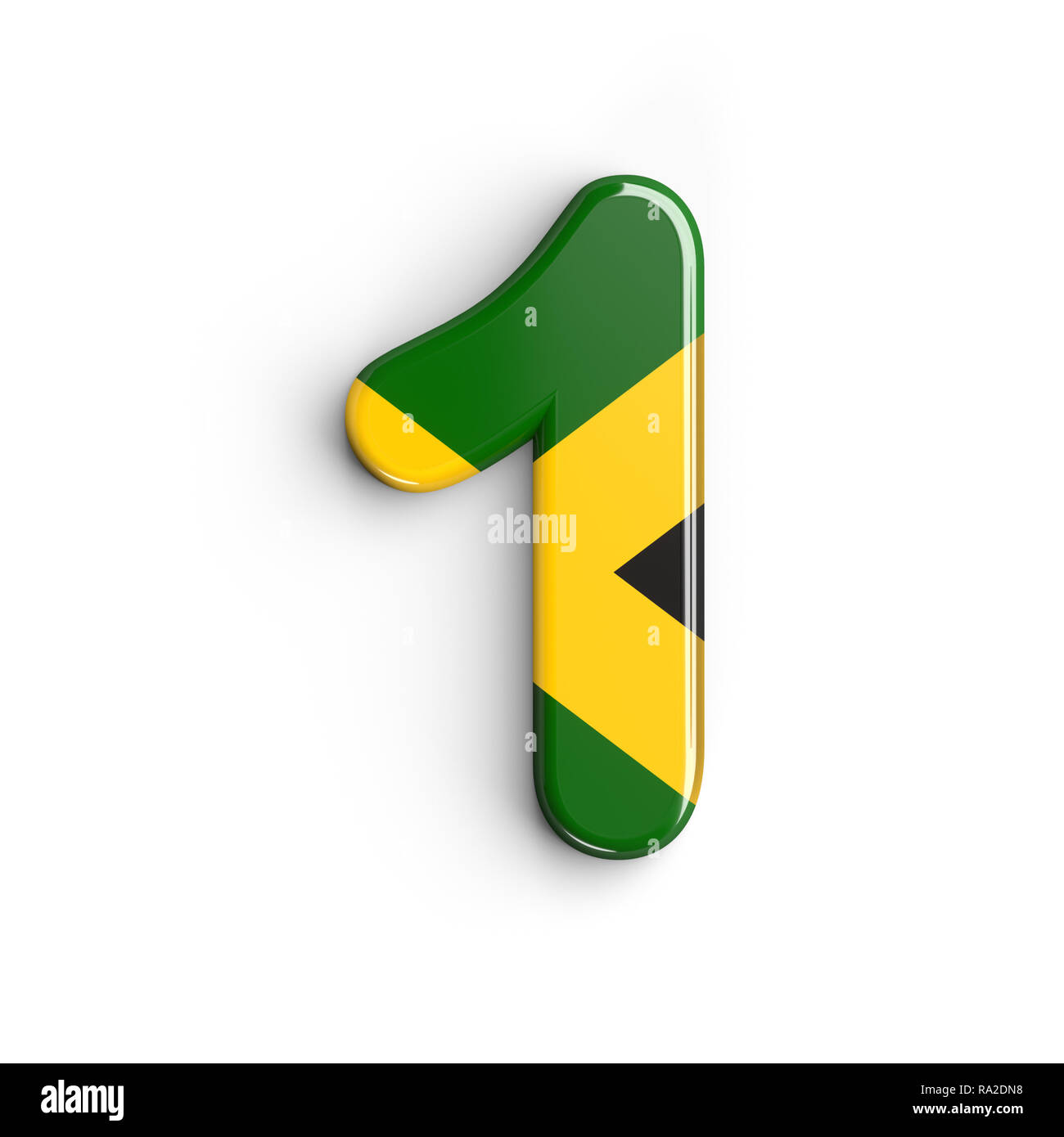 Jamaica number 1 - 3d Jamaican flag digit isolated on white background ...