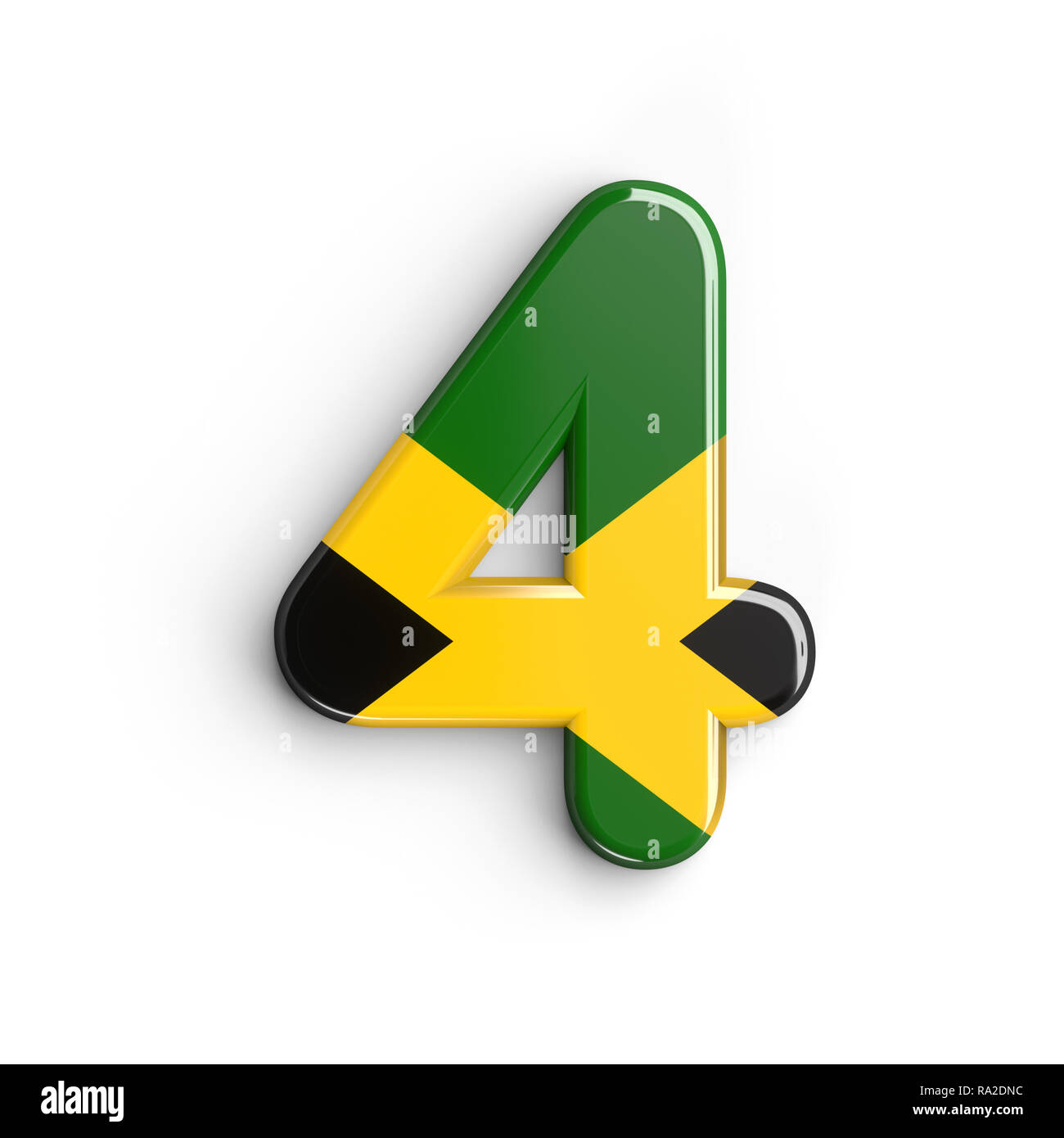 Jamaica number 4 - 3d Jamaican flag digit isolated on white background ...