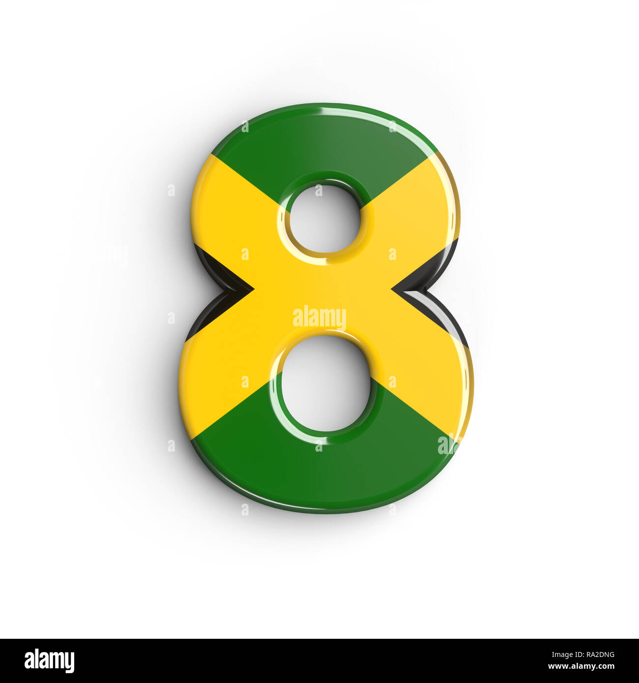Jamaica number 8 - 3d Jamaican flag digit isolated on white background ...