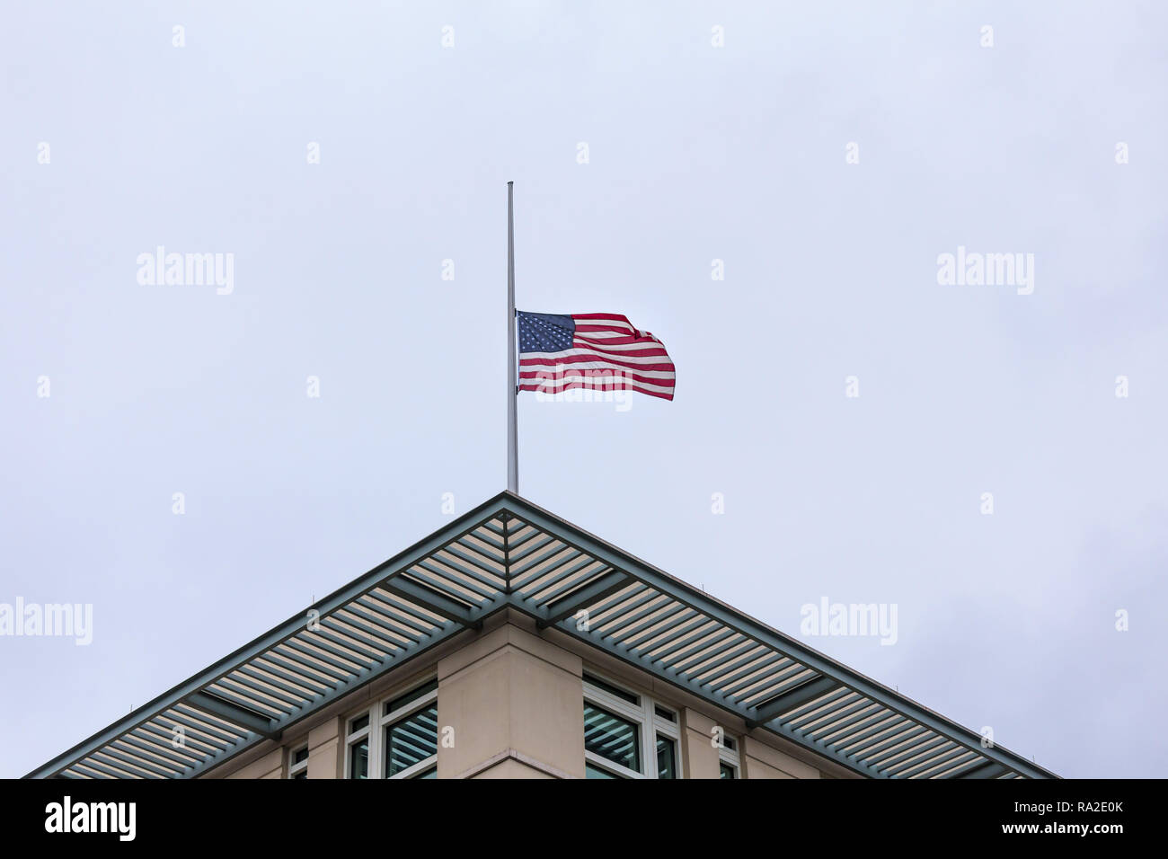 american flag on an american Embassy Stock Photo - Alamy
