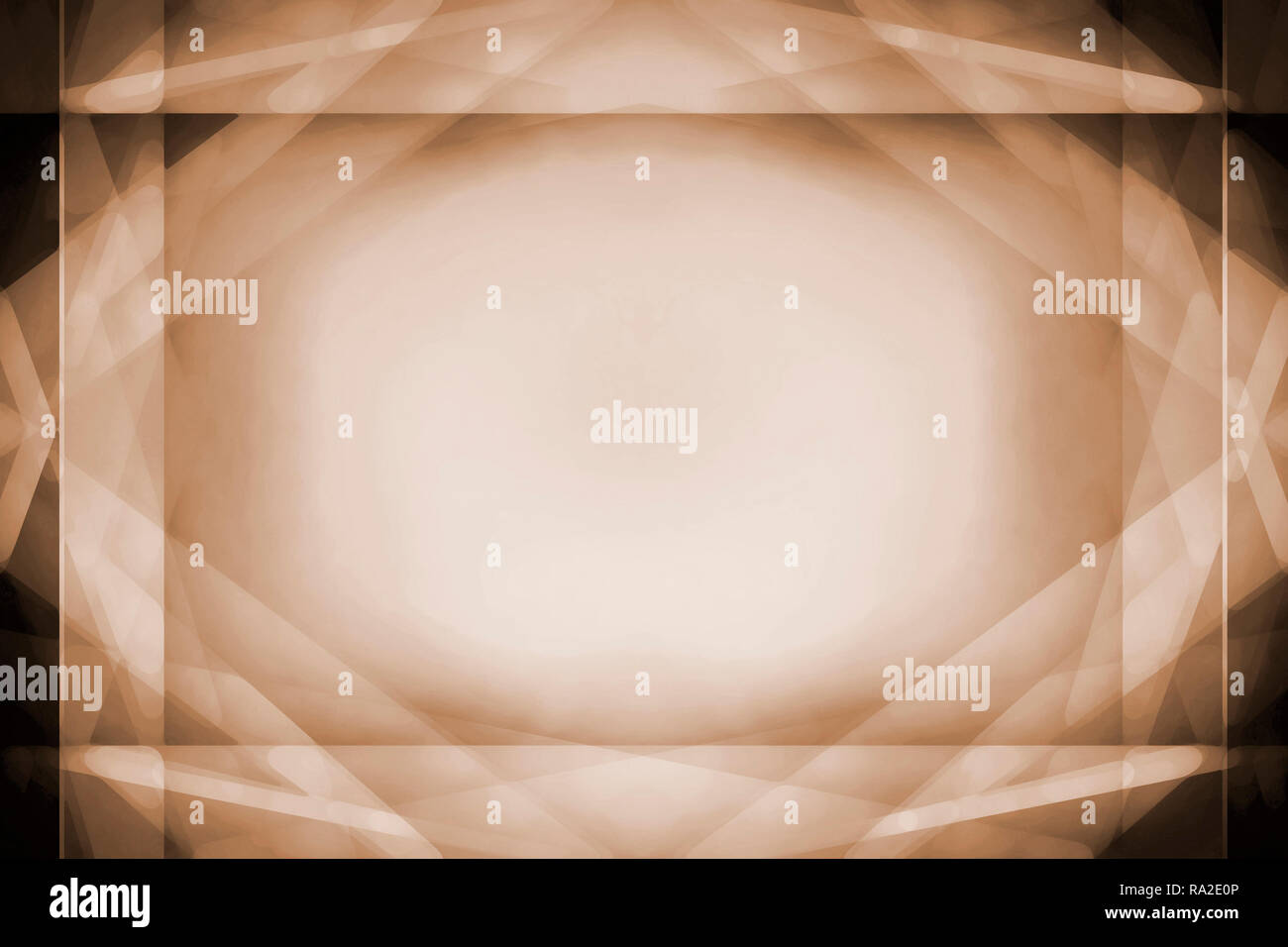 Abstract light brown border frame background with centre glowing ...