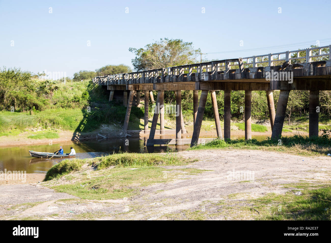 National Route 9 highway runs over a river bridge in Paraguayan Gran ...
