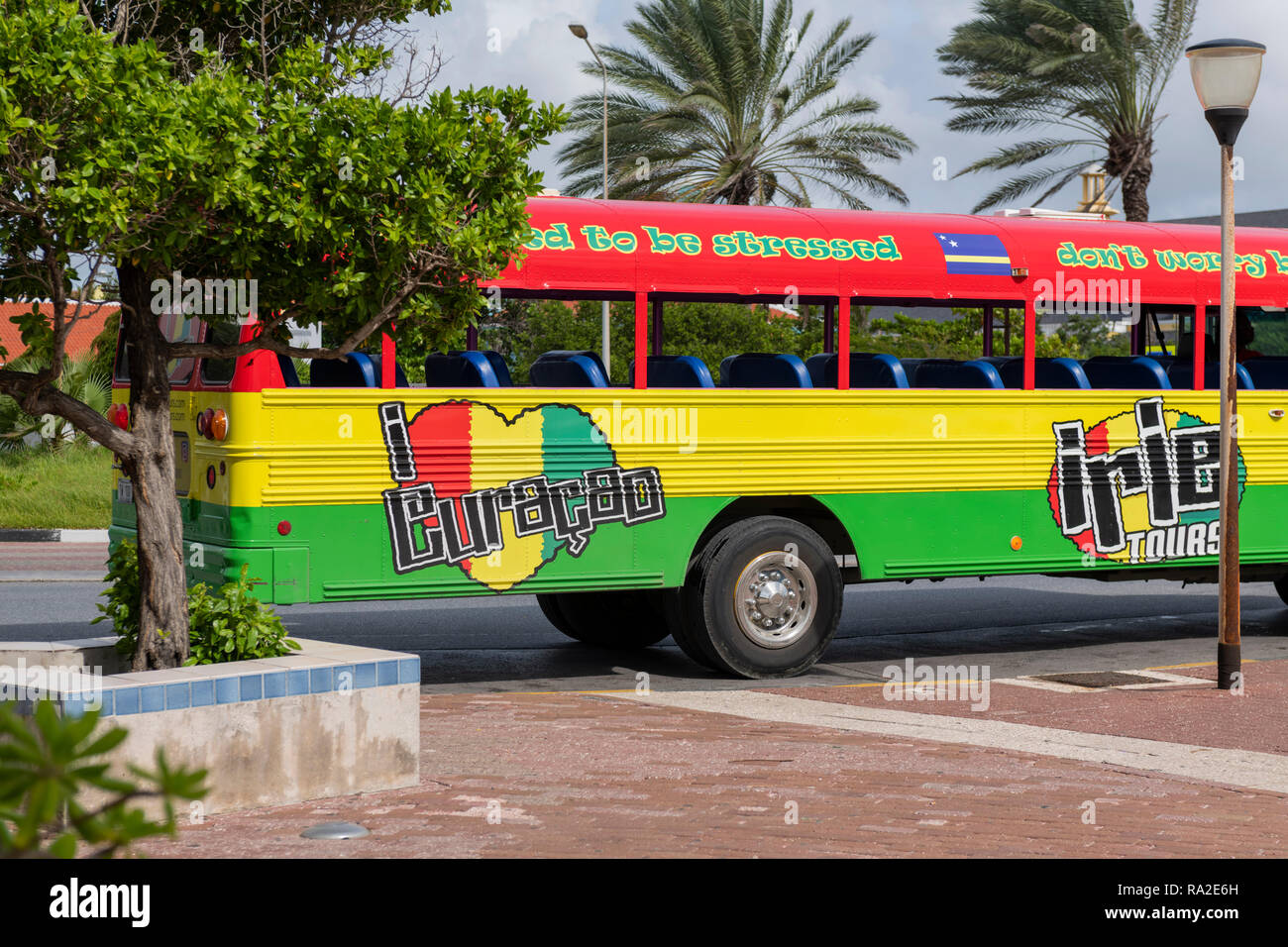 Sightseeing bus Curacao Dutch West Indies Stock Photo - Alamy