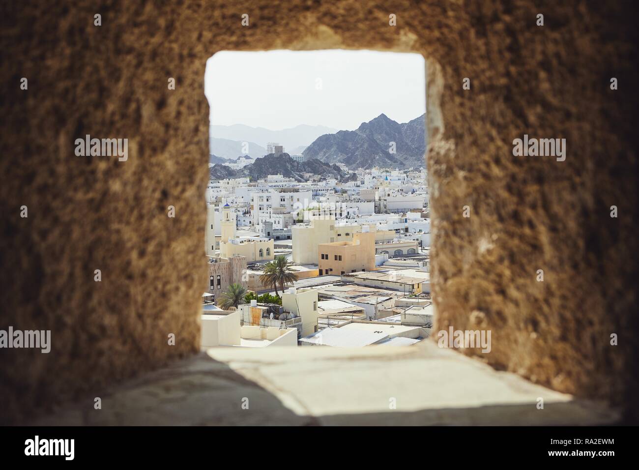Cityscape view of Muscat city from fort. The capital of Oman Stock ...