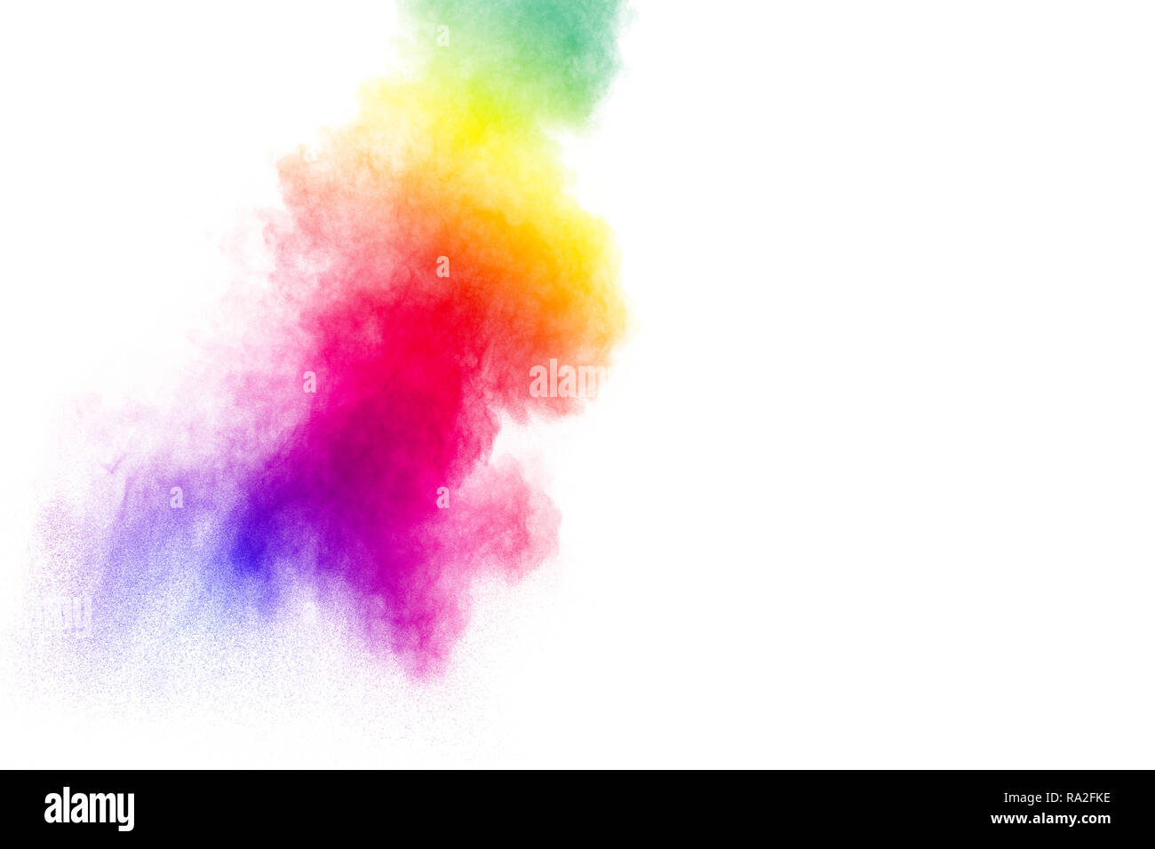 Freeze motion of color powder exploding on white background Stock Photo ...