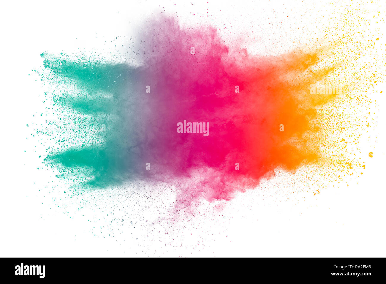 Freeze motion of color powder exploding on white background Stock Photo ...