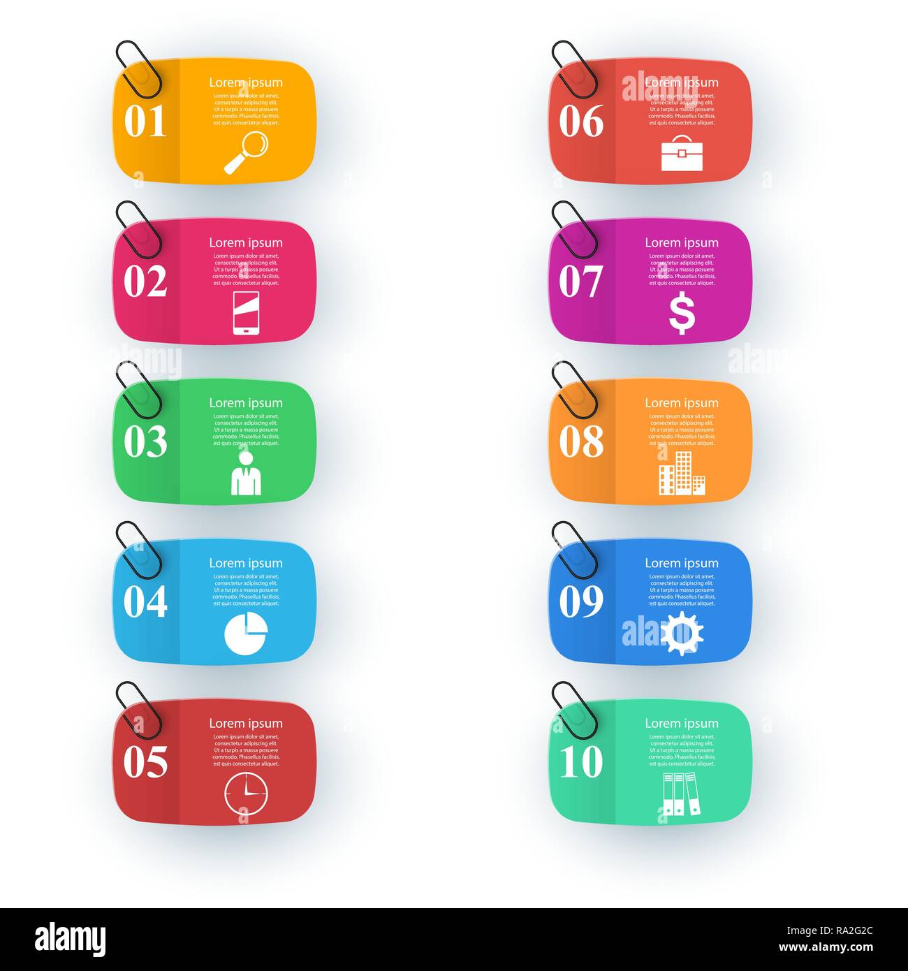 Infographic design. List of 10 items. Pin, clip icon Stock Vector Image ...