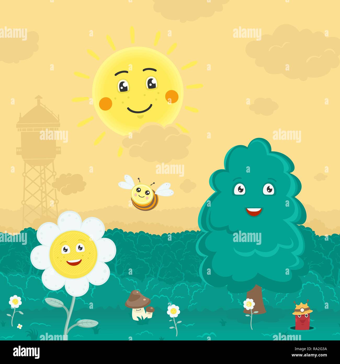 Vector Illustration Nature Childish Style eps 8 file format Stock ...