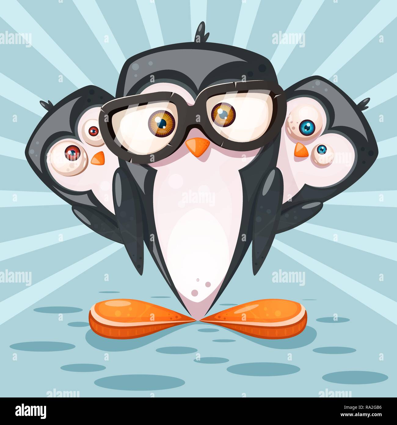 Winter landscape, cartoon penguin characters Stock Vector Image & Art ...