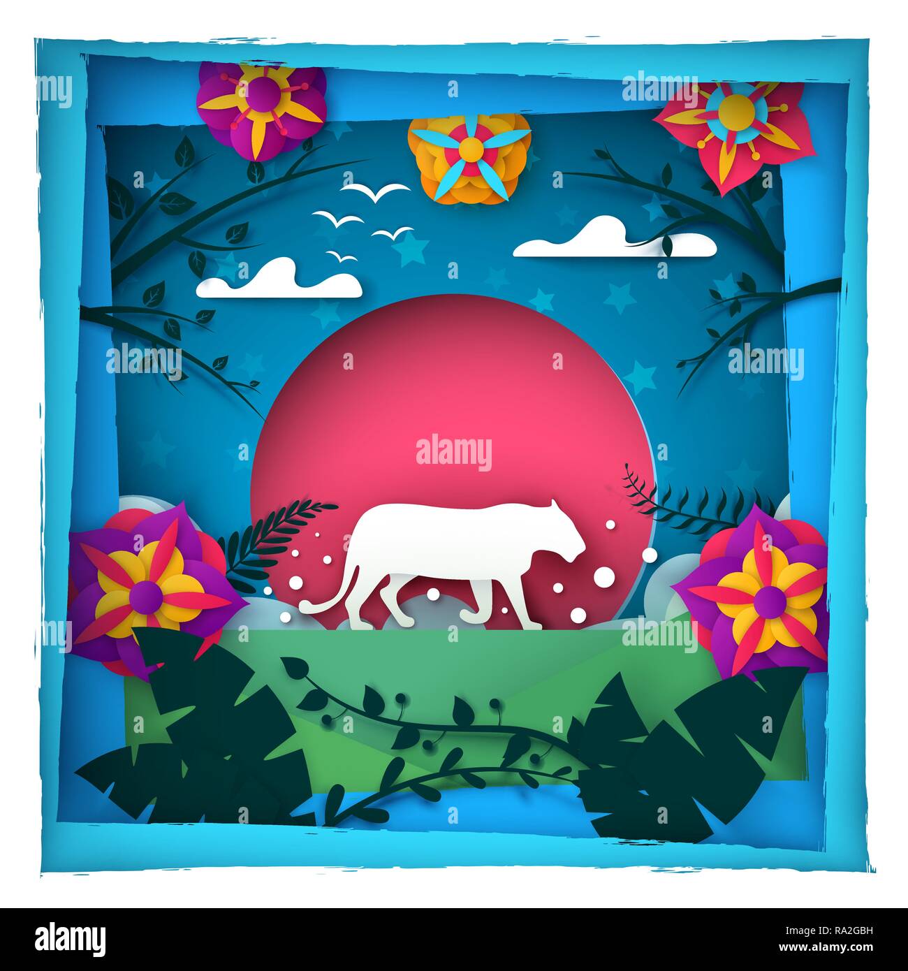 Tiger illustration. Paper color landscape Stock Vector Image & Art - Alamy