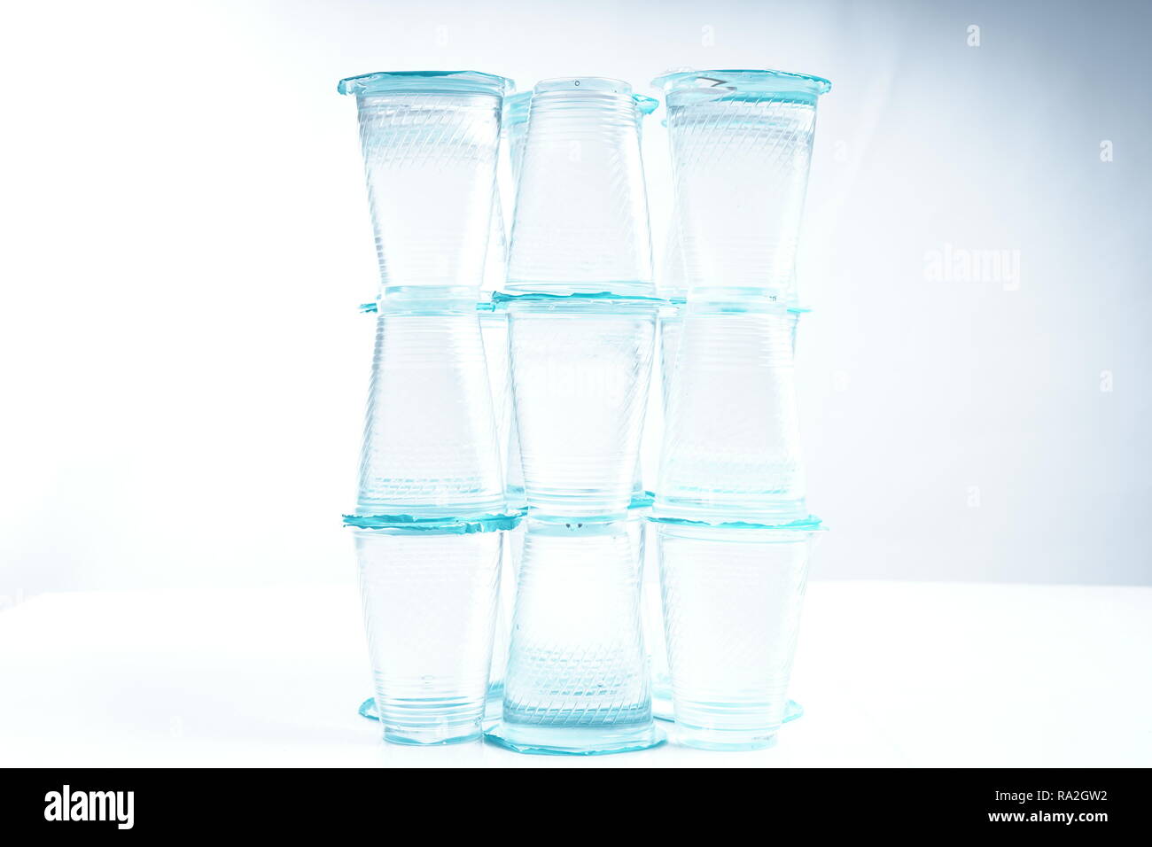 a Stack of Plastic Glass Mineral water Stock Photo - Alamy