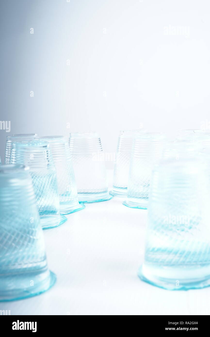 a stack plastic glass of Mineral water on white background Stock Photo ...