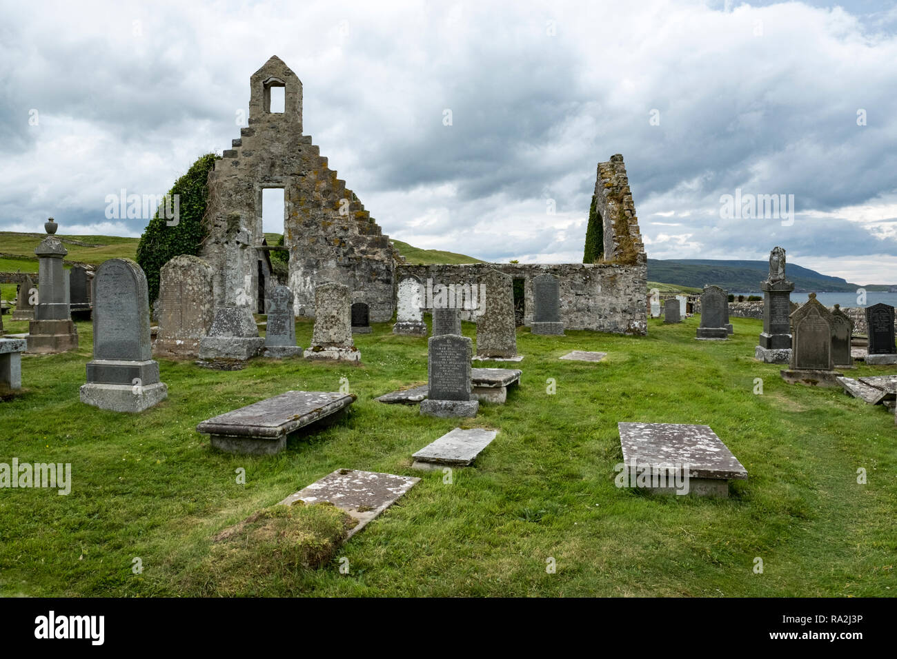 The ruins of the Church of Balnakeil, Scotland, a scheduled monument of ...