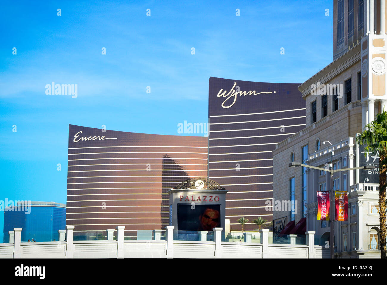 Close up of the pedestrian bridge over the Las Vegas Strip with the ...