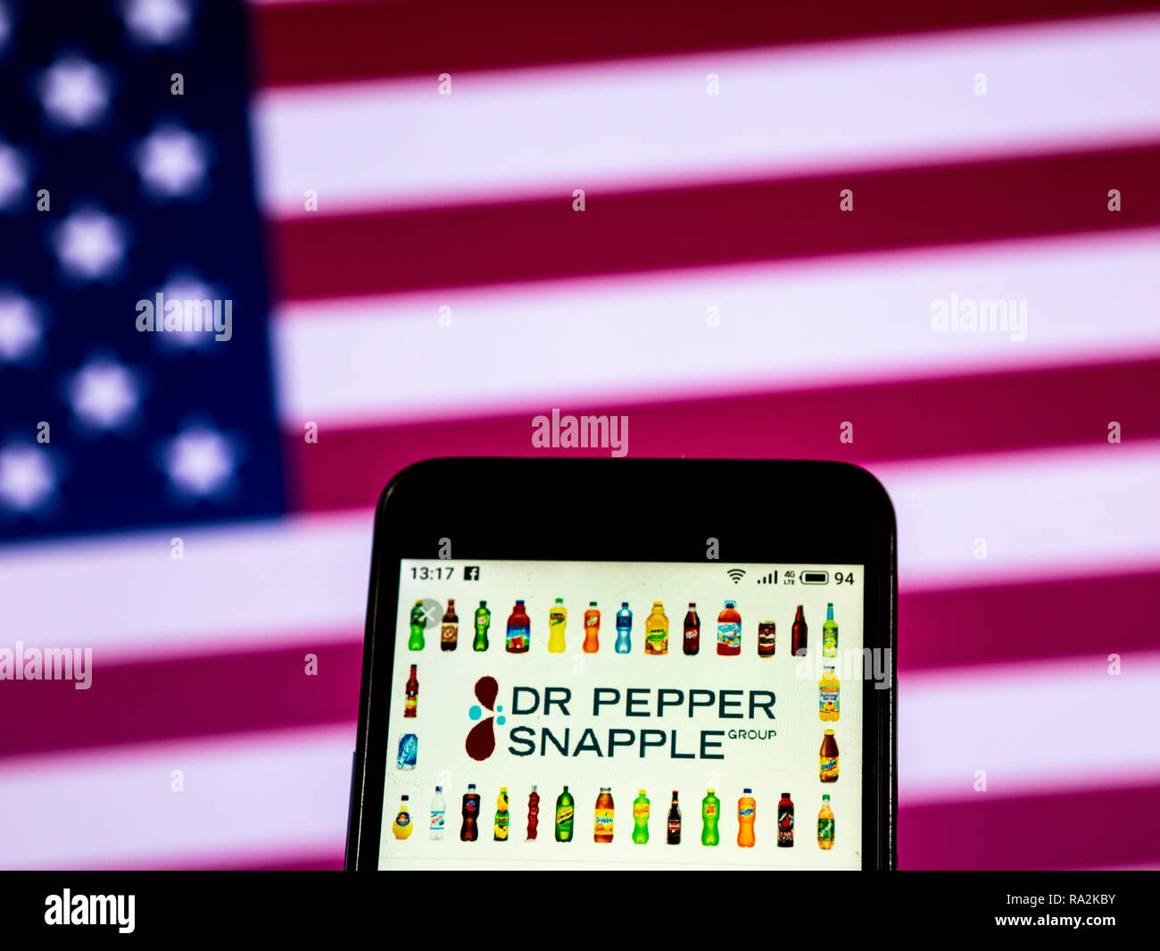Dr Pepper Snapple Group Drink company logo seen displayed on smart ...