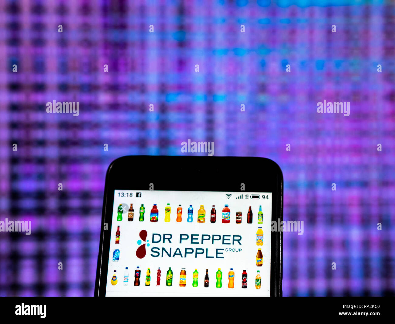 Dr Pepper Snapple Group Drink company logo seen displayed on smart ...