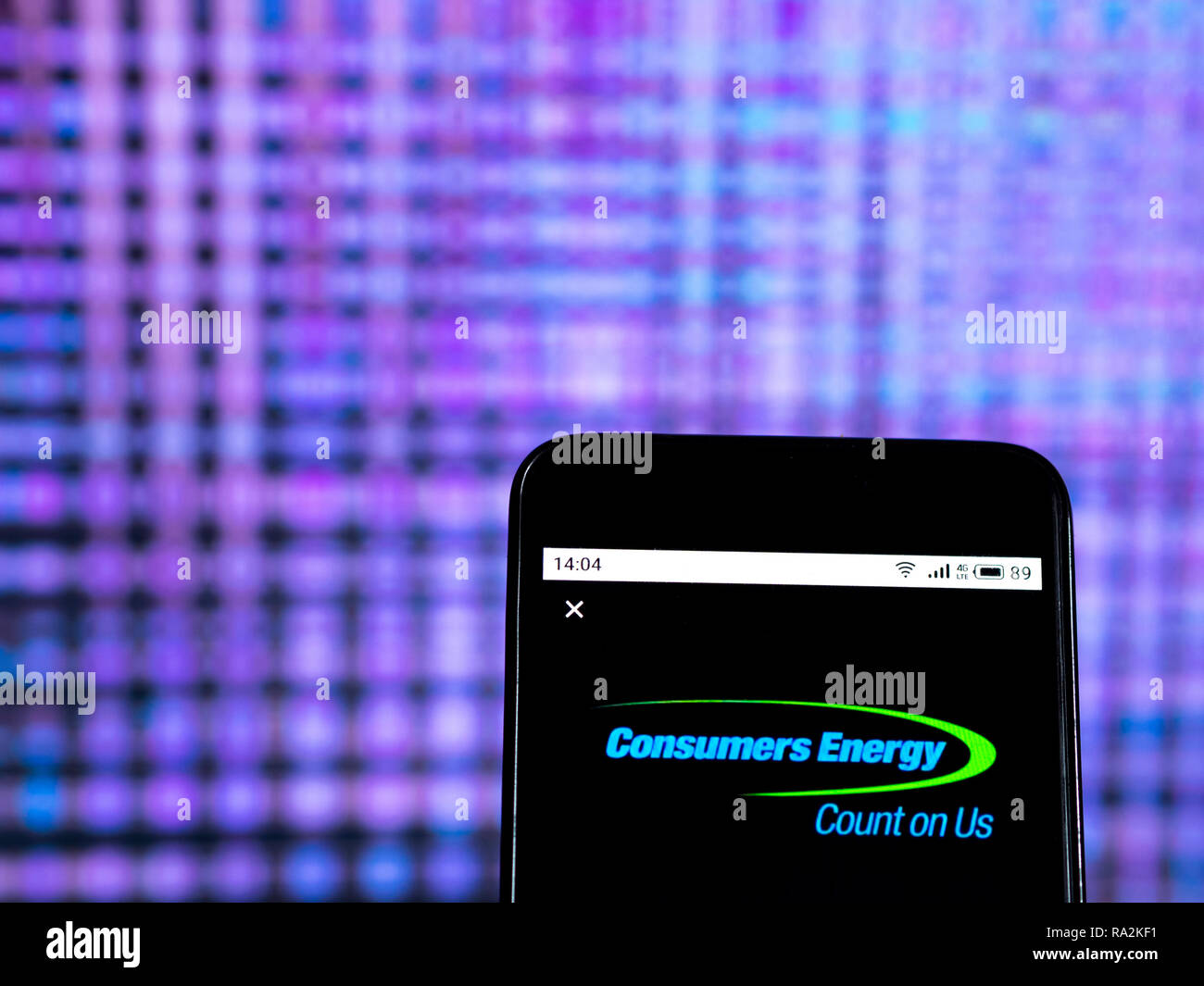 Consumers Energy Public utility company logo seen displayed on smart ...
