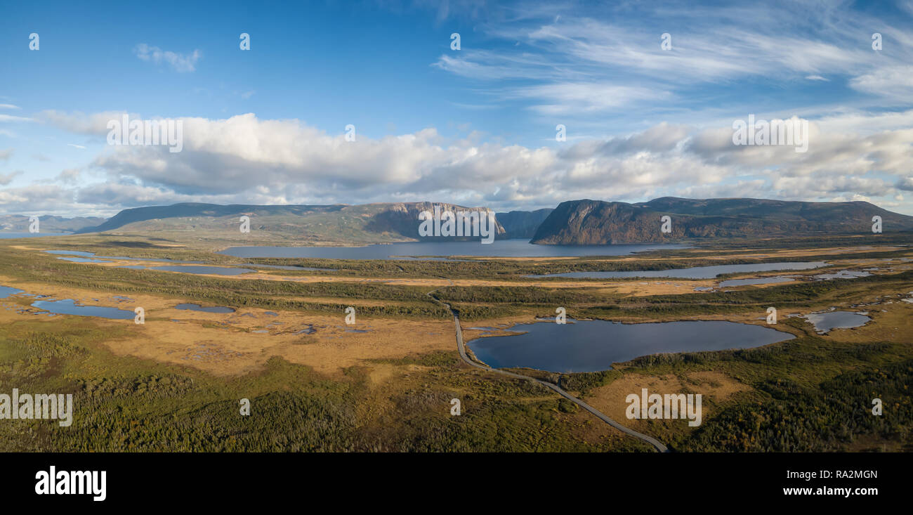 Aerial panoramic view of a beautiful Canadian Landscape during a ...