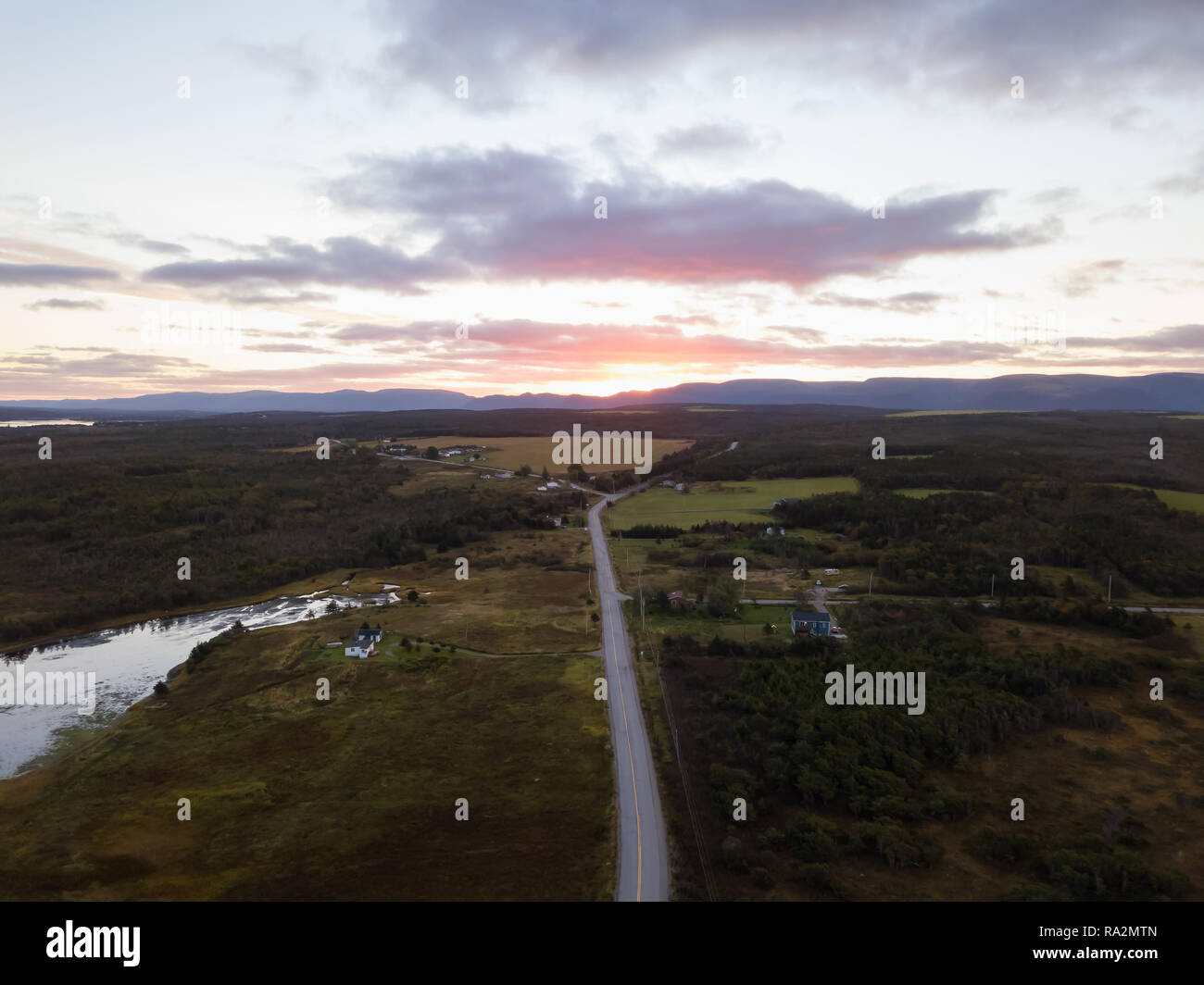 Aerial panoramic view of a beach on the Atlantic Ocean Coast during a ...