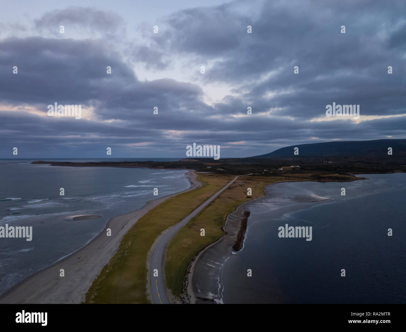 Aerial view of a beach on the Atlantic Ocean Coast during a dramatic ...