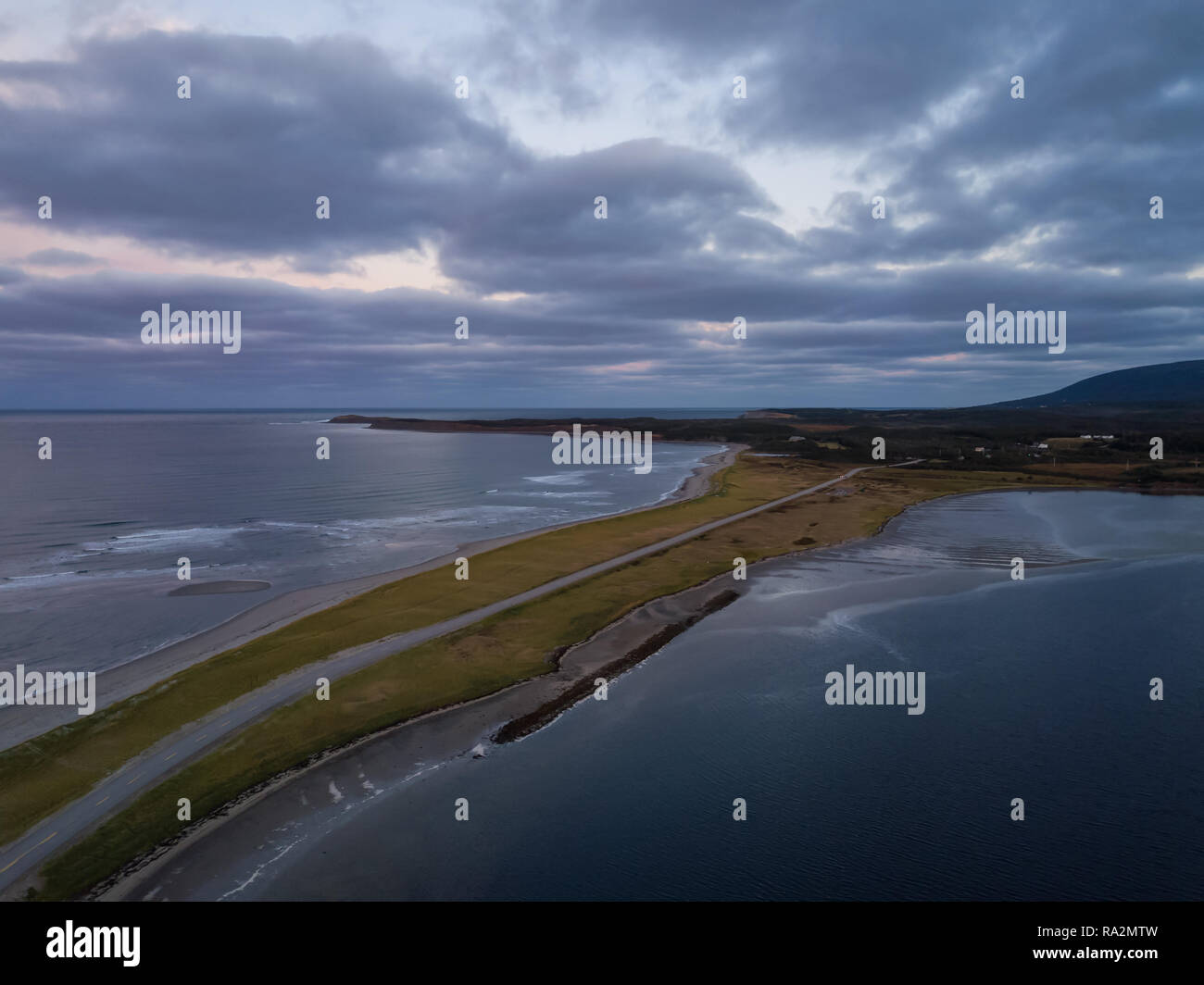 Aerial view of a beach on the Atlantic Ocean Coast during a dramatic ...