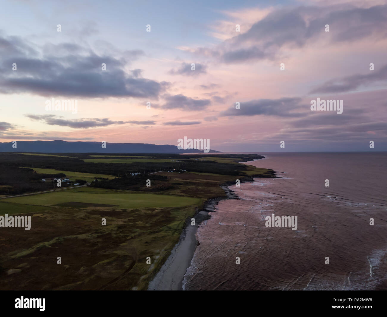 Aerial view of a beach on the Atlantic Ocean Coast during a dramatic ...