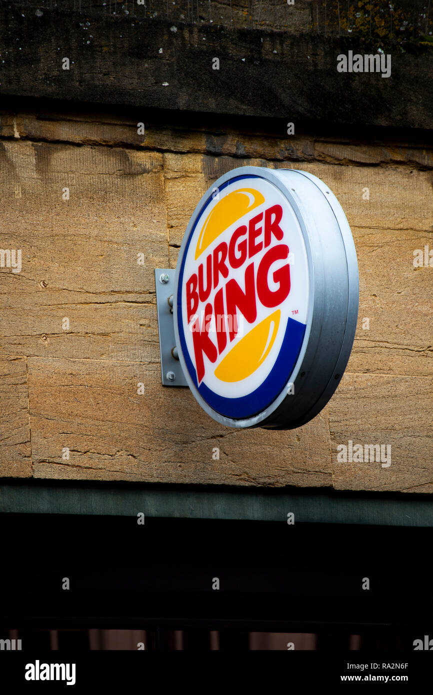 Burger King sign over premises, an American global chain of hamburger ...