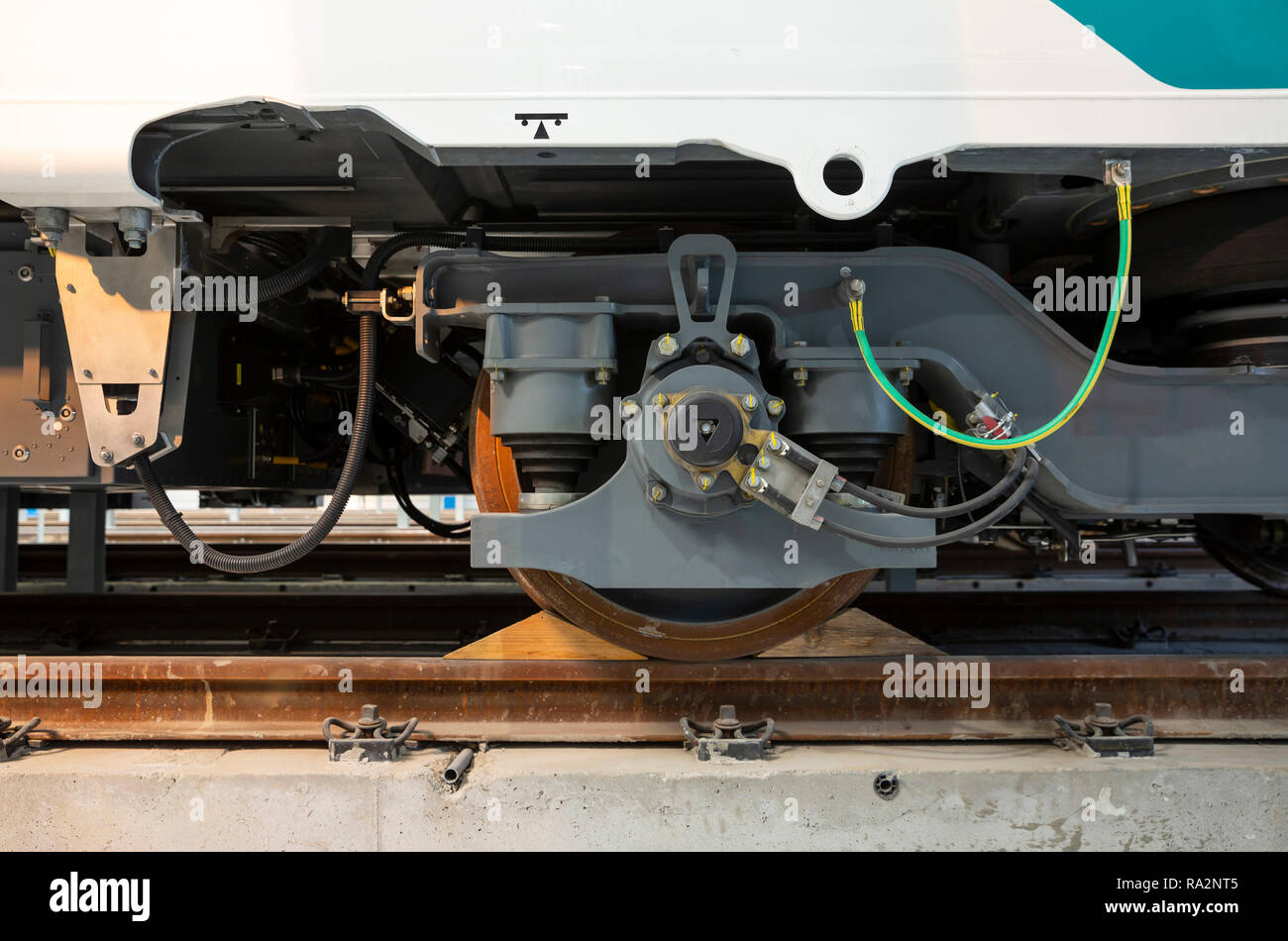 New subway trains in a depot. Railroad mode of transport. Wheels Stock ...