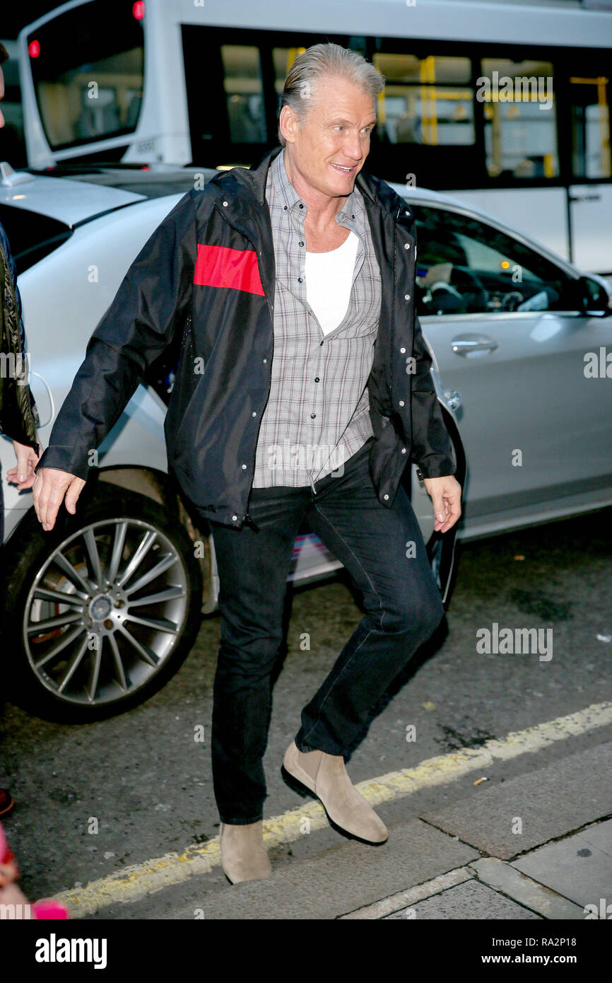 Dolph Lundgren arriving at BBC Radio Two Studios to promote his new ...