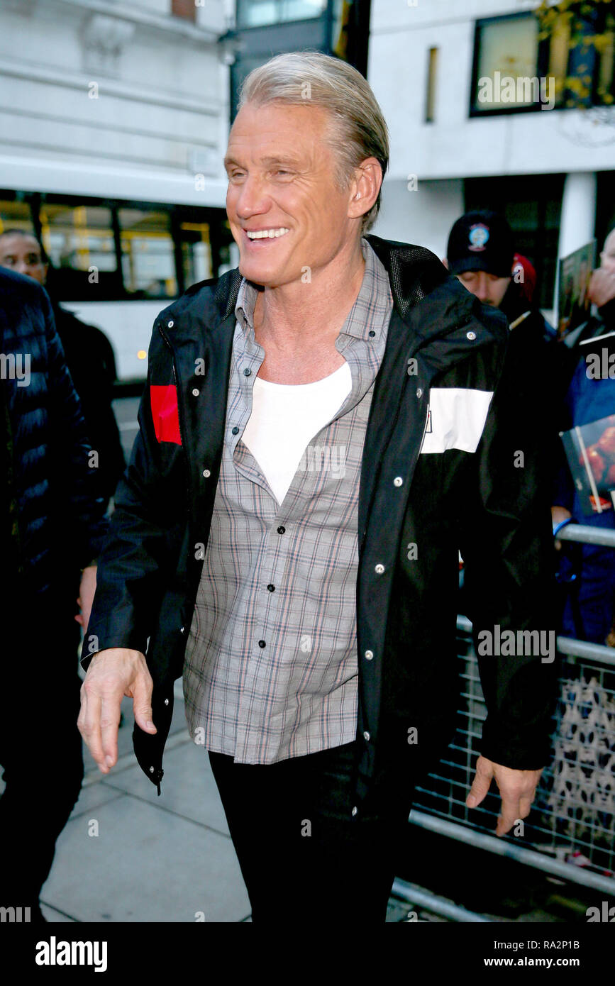 Dolph Lundgren arriving at BBC Radio Two Studios to promote his new ...