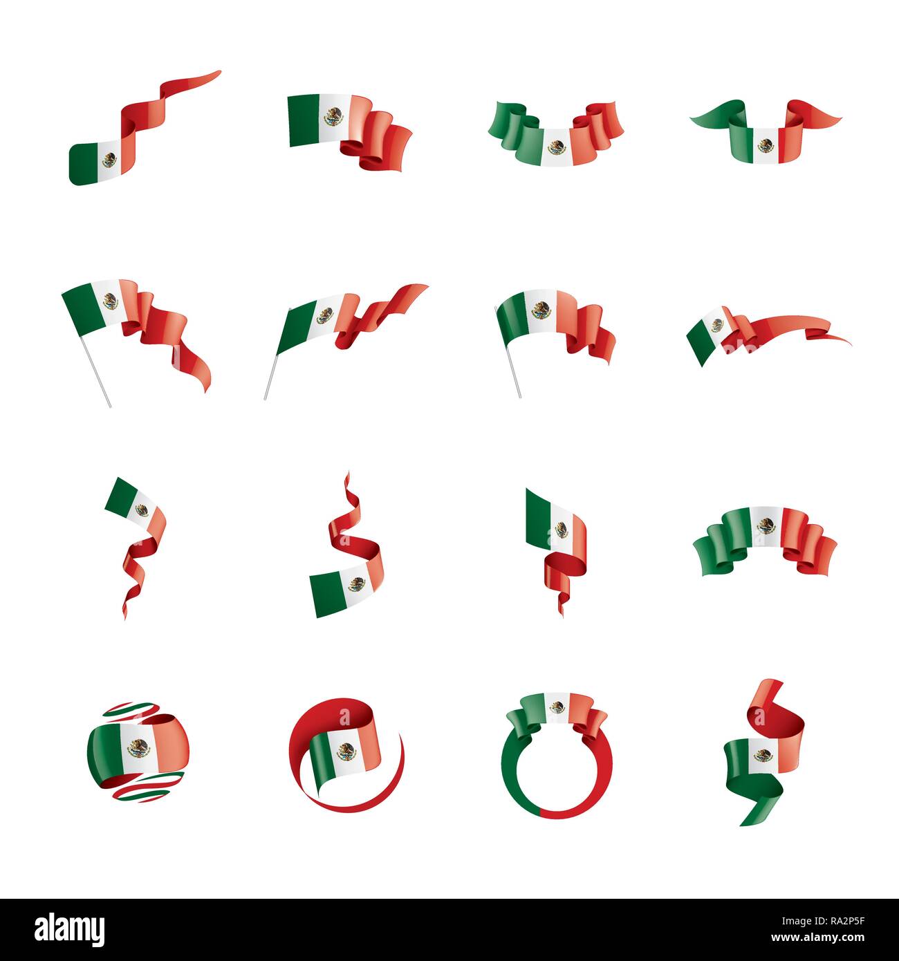 Mexican flag, vector illustration on a white background Stock Vector ...