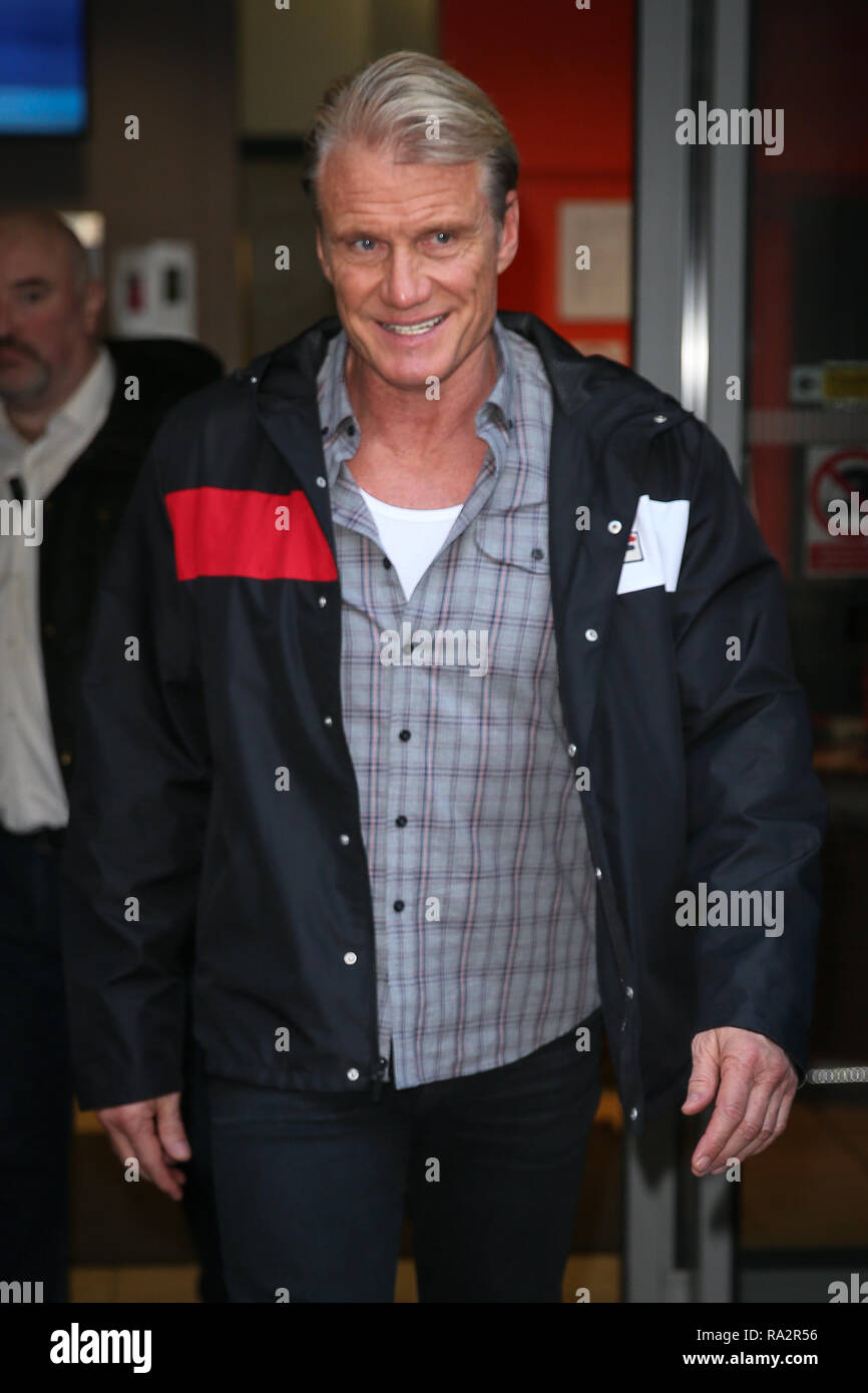Dolph Lundgren leaving BBC Radio Two Studios after promoting his new ...