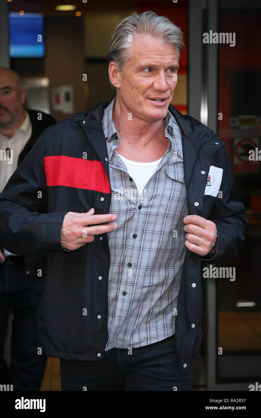 Dolph Lundgren leaving BBC Radio Two Studios after promoting his new ...