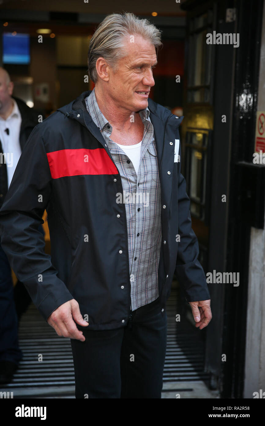 Dolph Lundgren leaving BBC Radio Two Studios after promoting his new ...