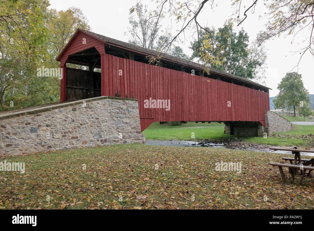 Narvon, PA, USA - October 1, 2014: Caernarvon Covered Bridge, also ...
