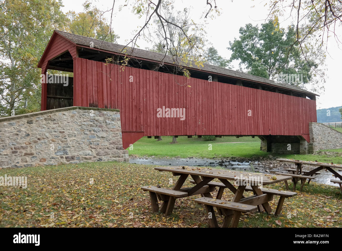 Narvon, PA, USA - October 1, 2014: Caernarvon Covered Bridge, also ...