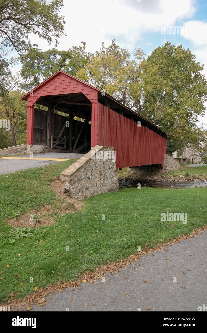 Narvon, PA, USA - October 1, 2014: Caernarvon Covered Bridge, also ...
