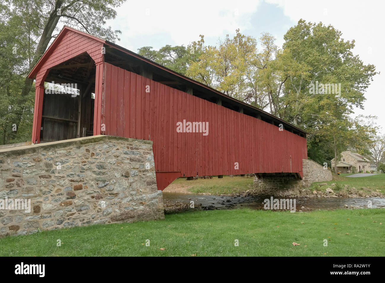 Narvon, PA, USA - October 1, 2014: Caernarvon Covered Bridge, also ...
