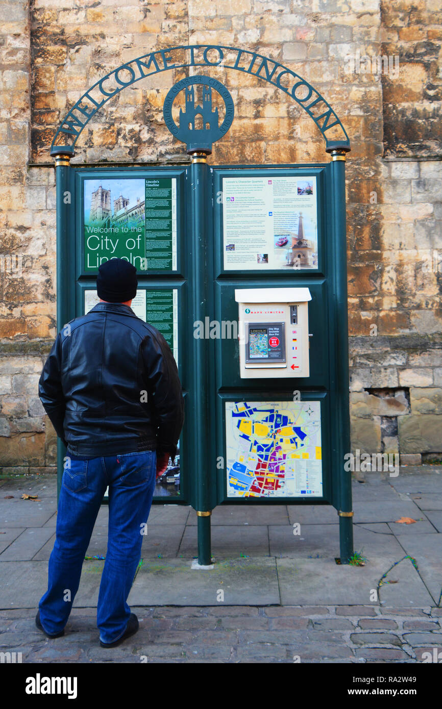Tourism sign Lincoln UK Stock Photo - Alamy
