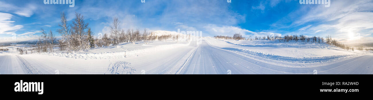 360 degree panoramic view of winter landscape in Beitostolen. Winter in ...
