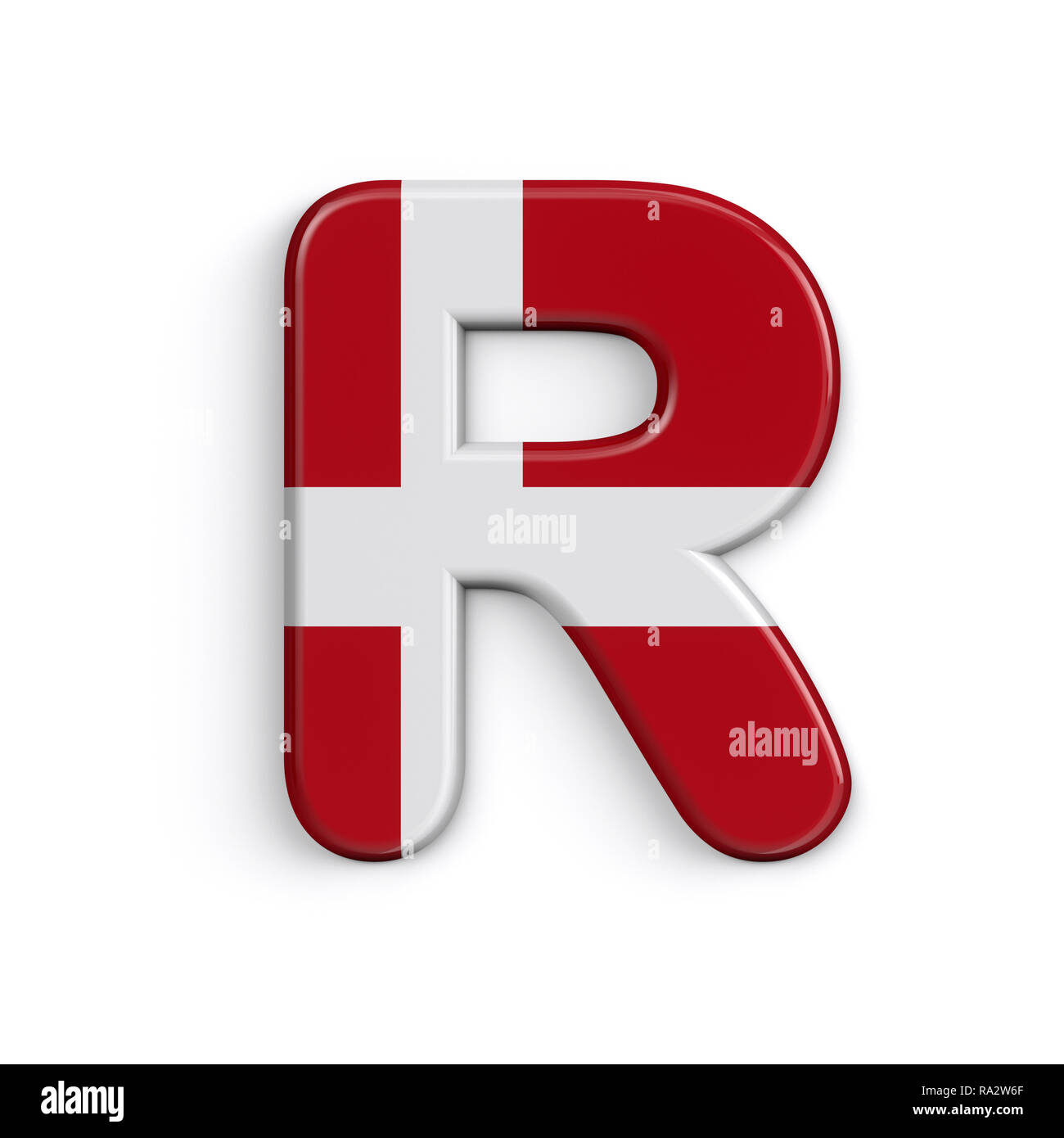 Denmark letter R - Capital 3d Danish flag font isolated on white ...