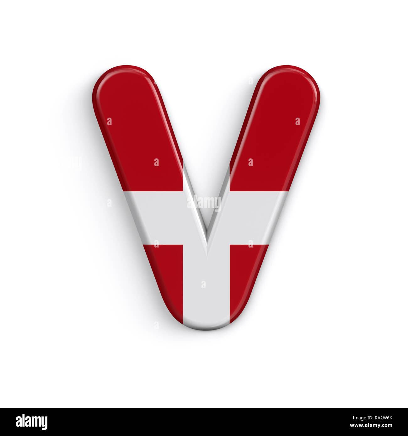 Denmark letter V - Capital 3d Danish flag font isolated on white ...