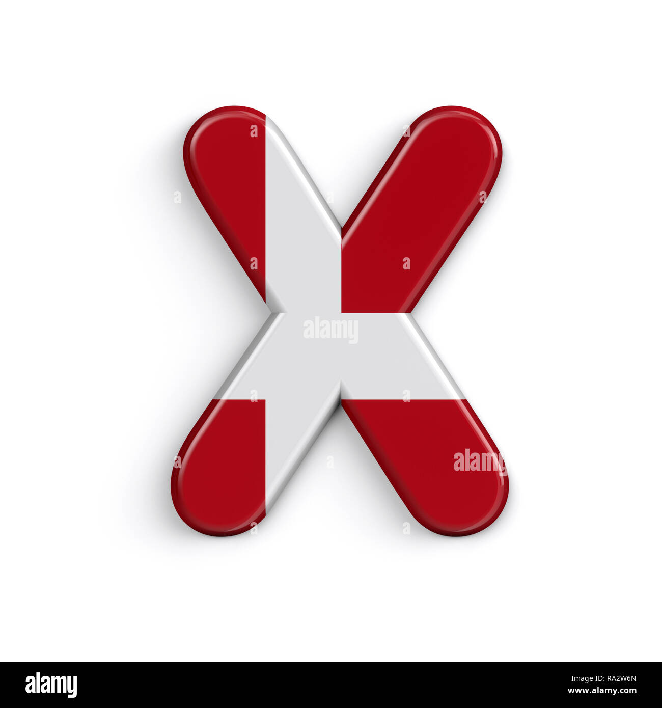 Denmark letter X - Capital 3d Danish flag font isolated on white ...