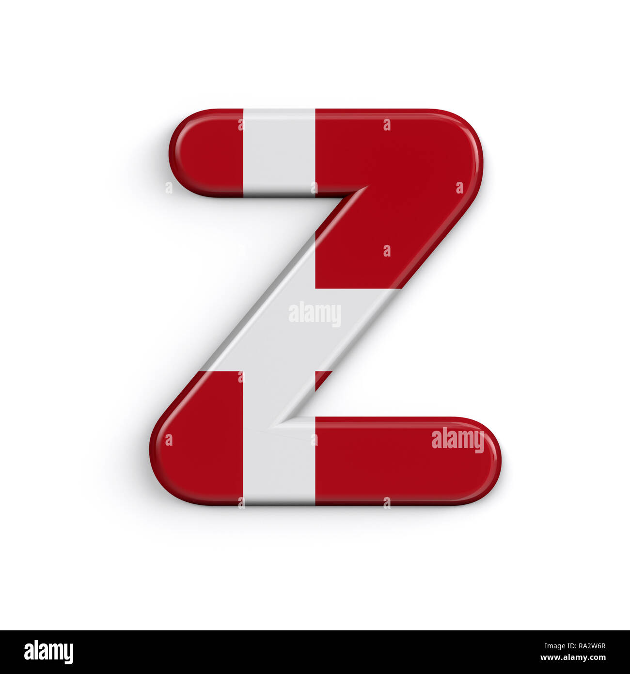 Denmark letter Z - Capital 3d Danish flag font isolated on white ...