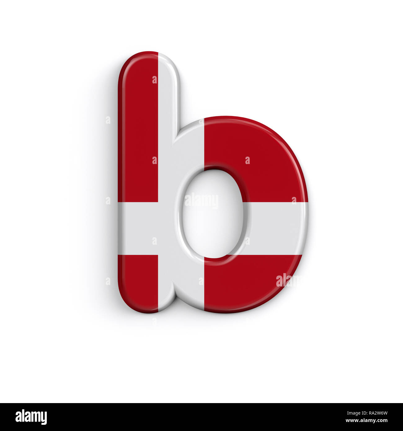 Denmark letter B - Small 3d Danish flag font isolated on white ...