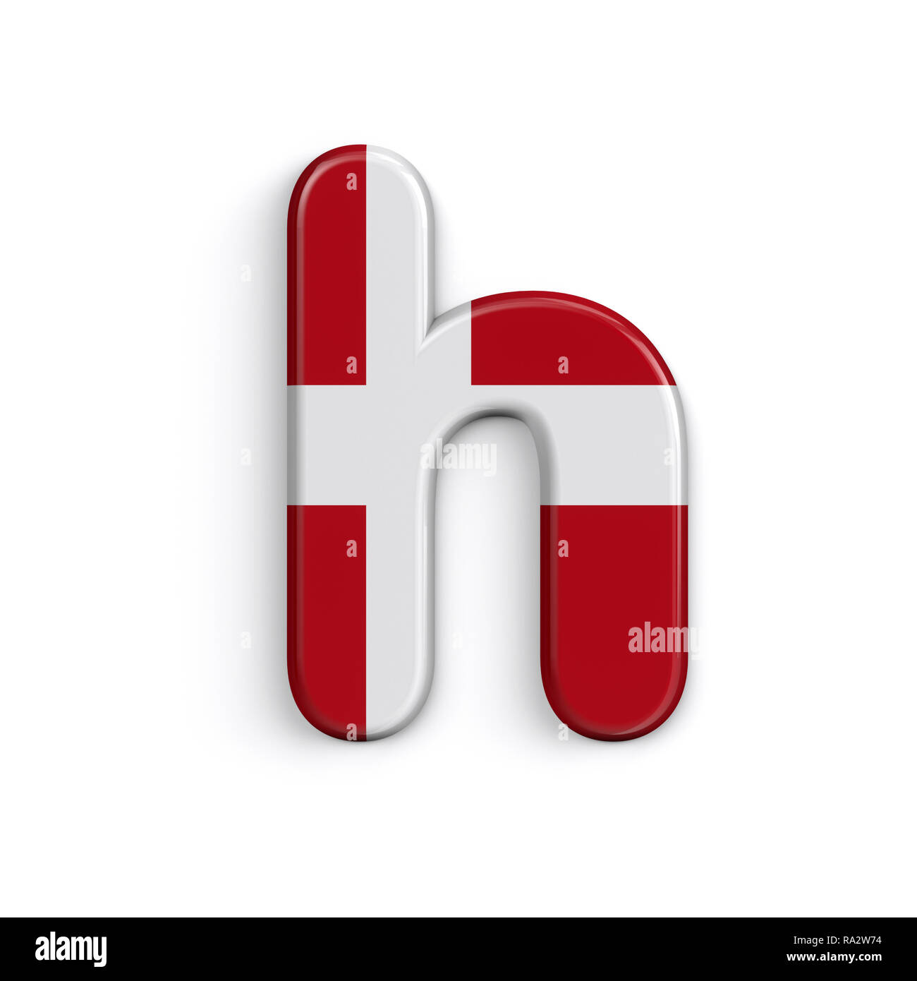 Denmark letter H - Small 3d Danish flag font isolated on white ...